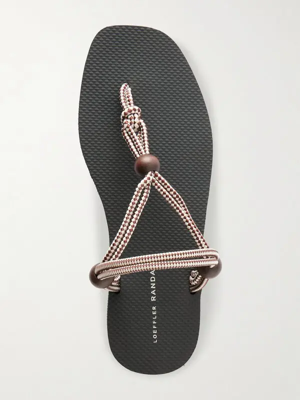 LOEFFLER RANDALL Mika Bead-embellished Cord Sandals - Black