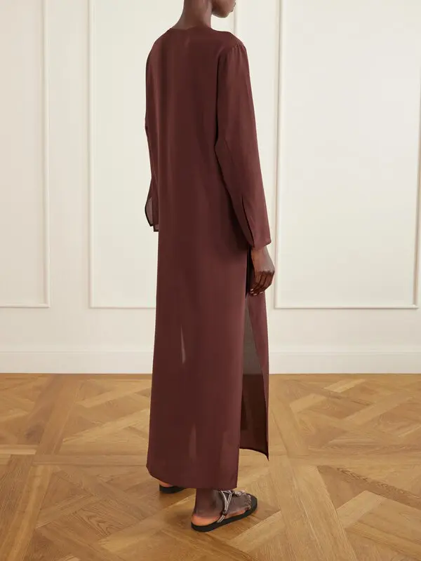 SARA CRISTINA Pearl-embellished Silk-chiffon Kaftan