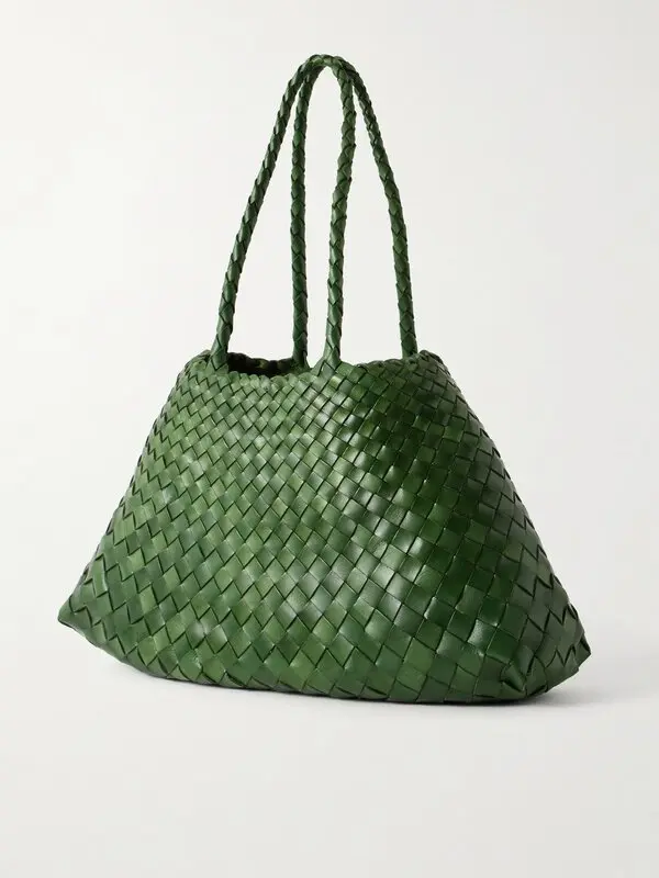 Dragon Diffusion Santa Croce Big Woven Leather Tote - Green