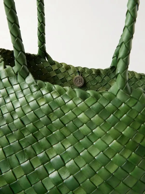 Dragon Diffusion Santa Croce Big Woven Leather Tote - Green