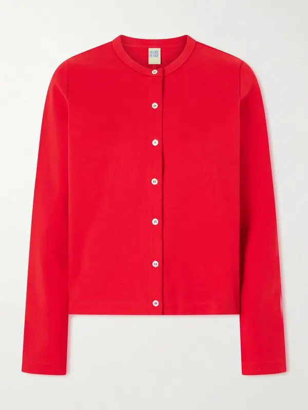 FLORE FLORE Poppy Organic Cotton-jersey Cardigan - Red