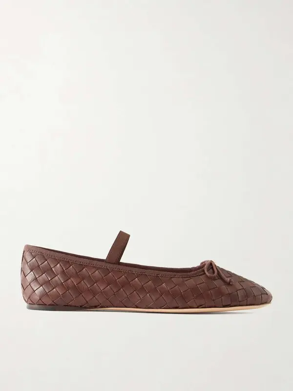 LOEFFLER RANDALL Leonie Woven Leather Ballet Flats - Brown