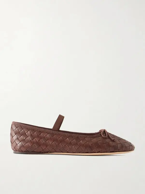 LOEFFLER RANDALL Leonie Woven Leather Ballet Flats - Brown