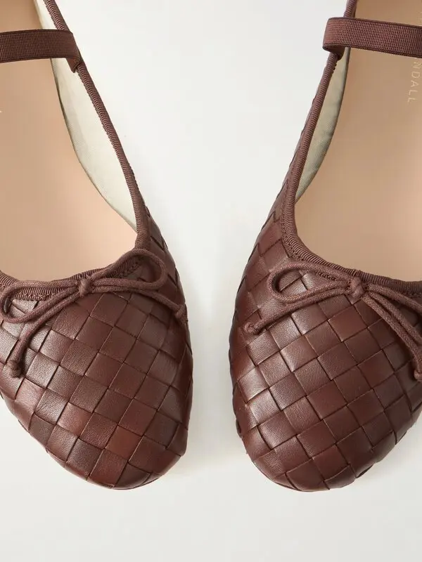 LOEFFLER RANDALL Leonie Woven Leather Ballet Flats - Brown