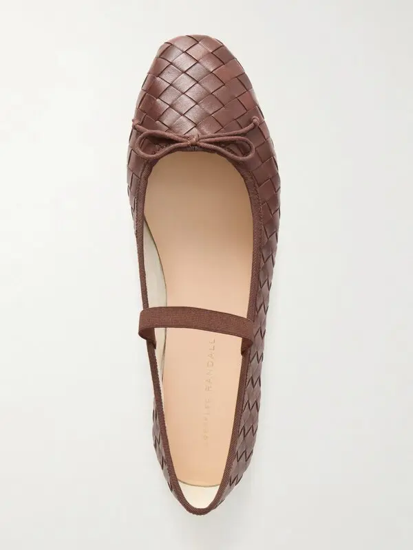 LOEFFLER RANDALL Leonie Woven Leather Ballet Flats - Brown