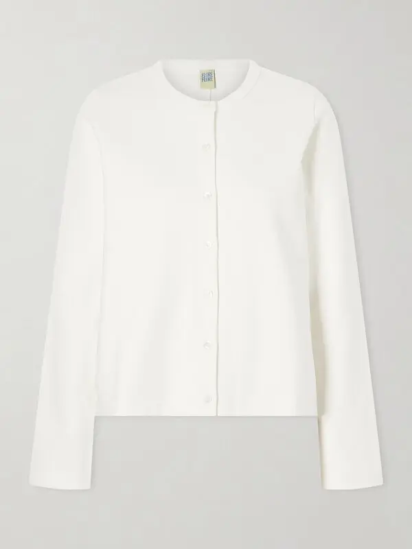 FLORE FLORE Poppy Organic Cotton-jersey Cardigan - White