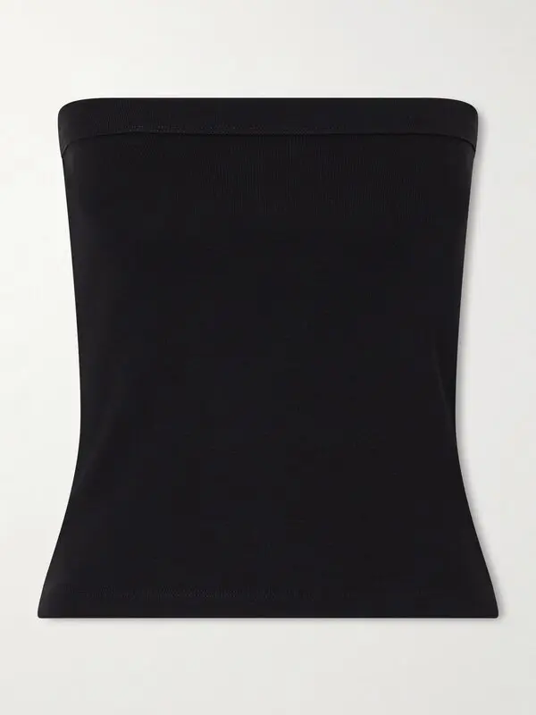 FLORE FLORE Bes Strapless Organic Cotton-jersey Top - Black