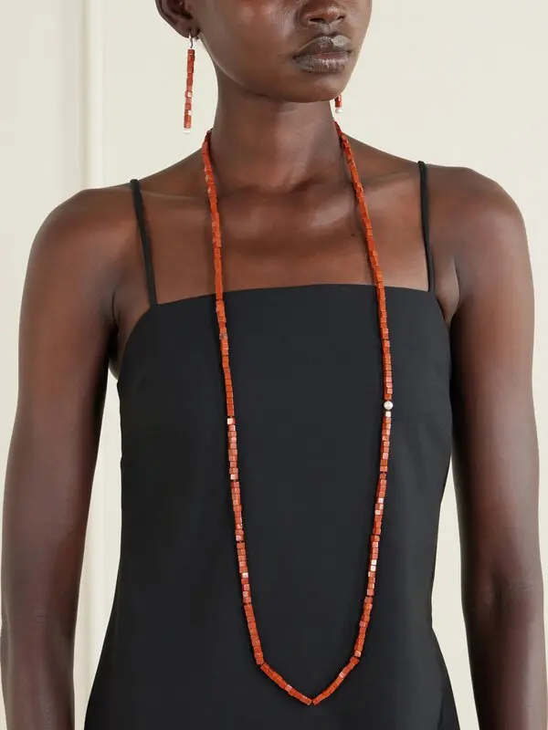 Le Sundial Inés Sterling Silver, Jasper, And Pearl Necklace