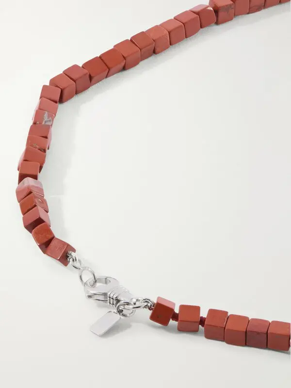 Le Sundial Inés Sterling Silver, Jasper, And Pearl Necklace