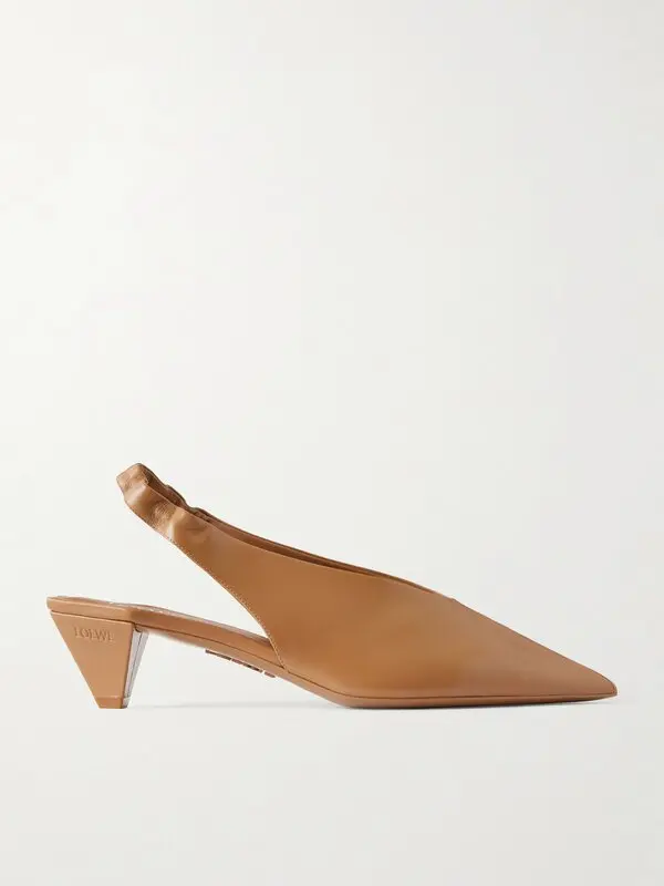 Loewe Origami 45 Leather Slingback Pumps