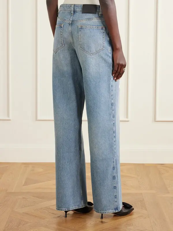 Erdem Mid-rise Straight-leg Floral-embroidered Jeans