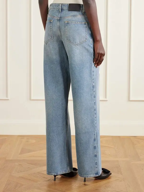 Erdem Mid-rise Straight-leg Floral-embroidered Jeans