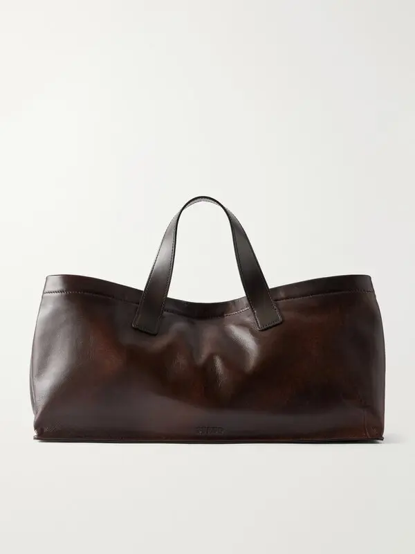 Staud Port Logo-debossed Leather Tote - Brown