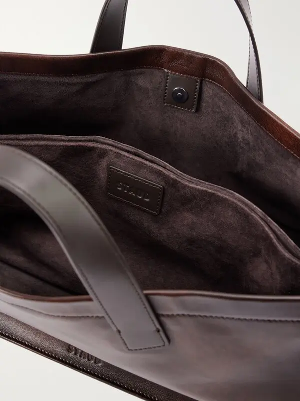 Staud Port Logo-debossed Leather Tote - Brown