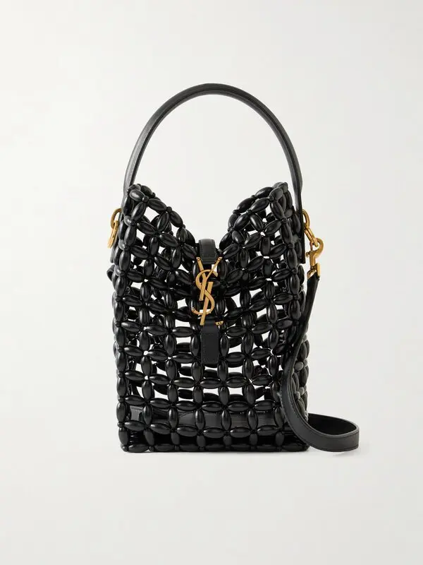 Saint Laurent Le 37 Mini Beaded Wood Shoulder Bag