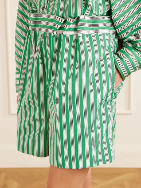 Loewe Striped Pleated Cotton-poplin Shorts
