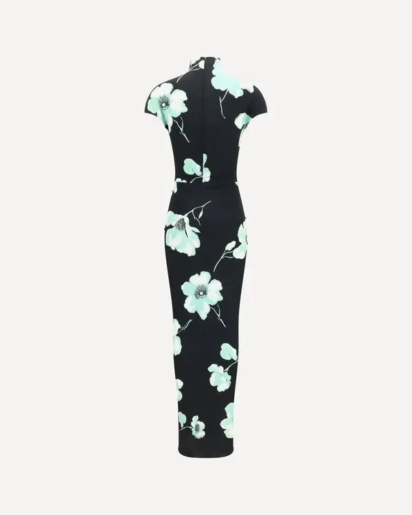 Alaïa Draped Floral Print Dress