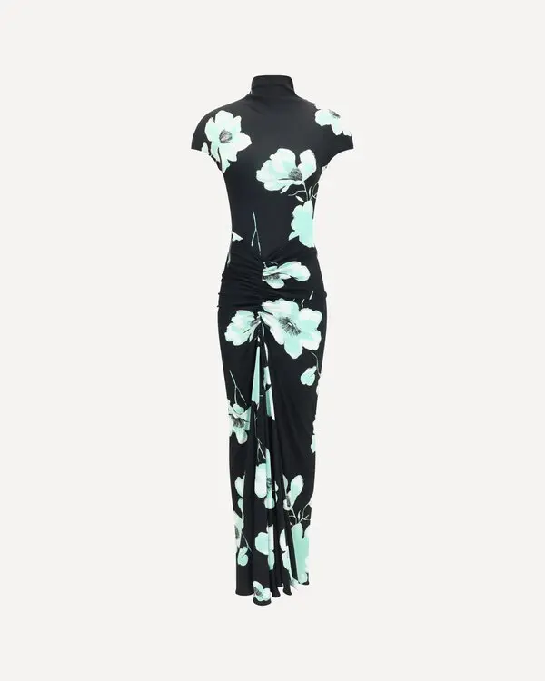 Alaïa Draped Floral Print Dress