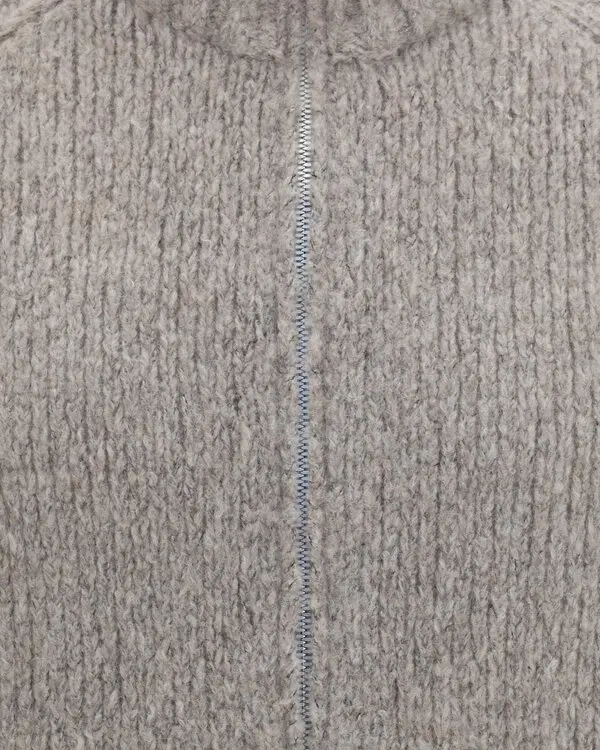 Brunello Cucinelli High-neck Zip-up Cardigan In Cashmere And Silk