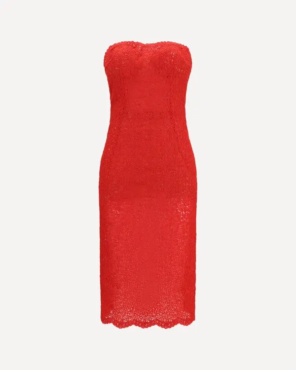 Ermanno Scervino Strapless Midi Lace Dress