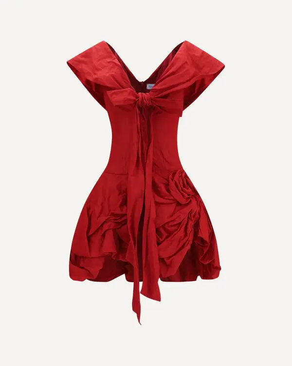 Magda Butrym Draped Shawl-collar Midi Dress - Red