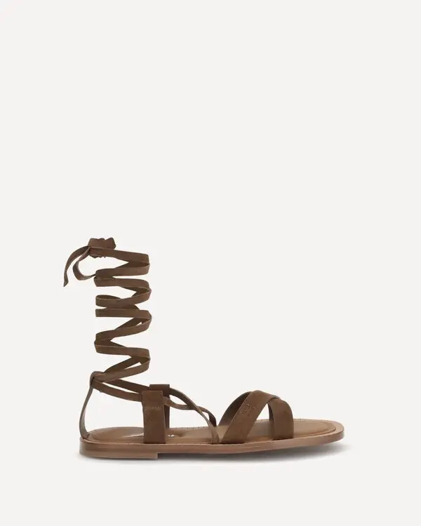 Miu Miu Suede Leather Gladiator Sandals - Brown