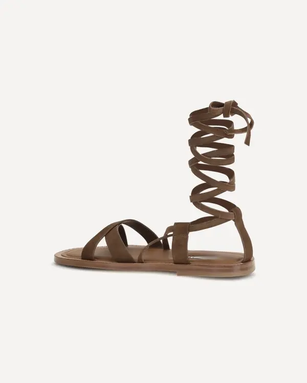 Miu Miu Suede Leather Gladiator Sandals - Brown