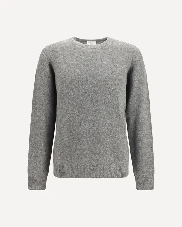 ROBERTO COLLINA Wool And Camel Ribbed Crew Neck Sweater - Grey