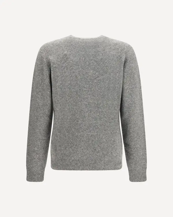 ROBERTO COLLINA Wool And Camel Ribbed Crew Neck Sweater - Grey