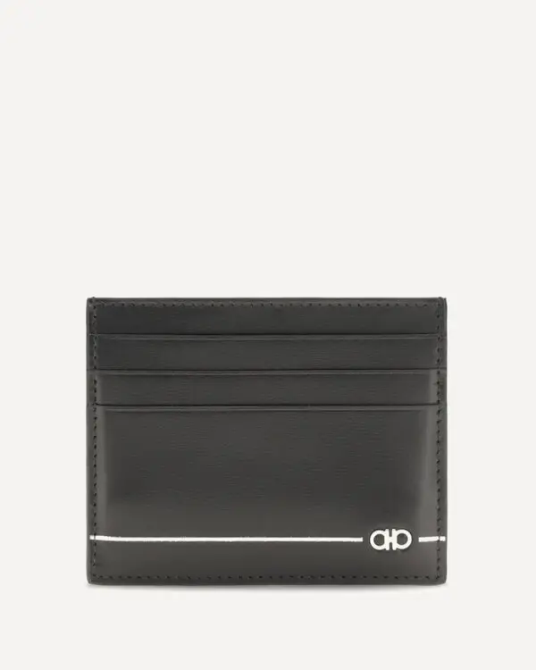 FERRAGAMO Leather Card Holder - Black