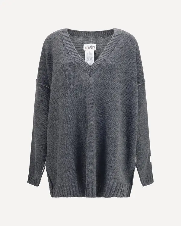 MAISON MARGIELA Overized V-neck Weater - Grey