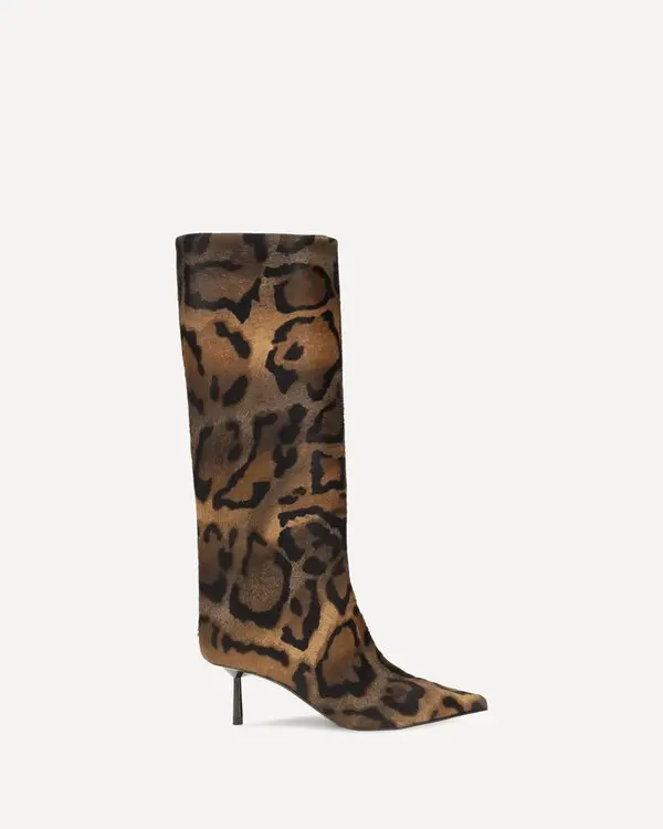 LE SILLA Bella Boots With Leopard Print Calf Hair-effect Leather And Stiletto Heel - Brown