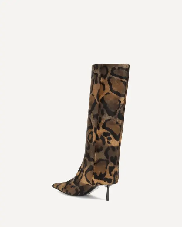 LE SILLA Bella Boots With Leopard Print Calf Hair-effect Leather And Stiletto Heel - Brown