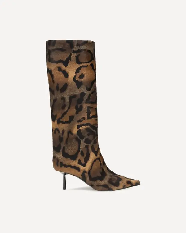 LE SILLA Bella Boots With Leopard Print Calf Hair-effect Leather And Stiletto Heel - Brown