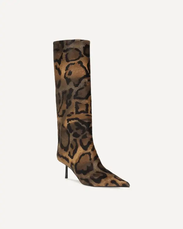 LE SILLA Bella Boots With Leopard Print Calf Hair-effect Leather And Stiletto Heel - Brown