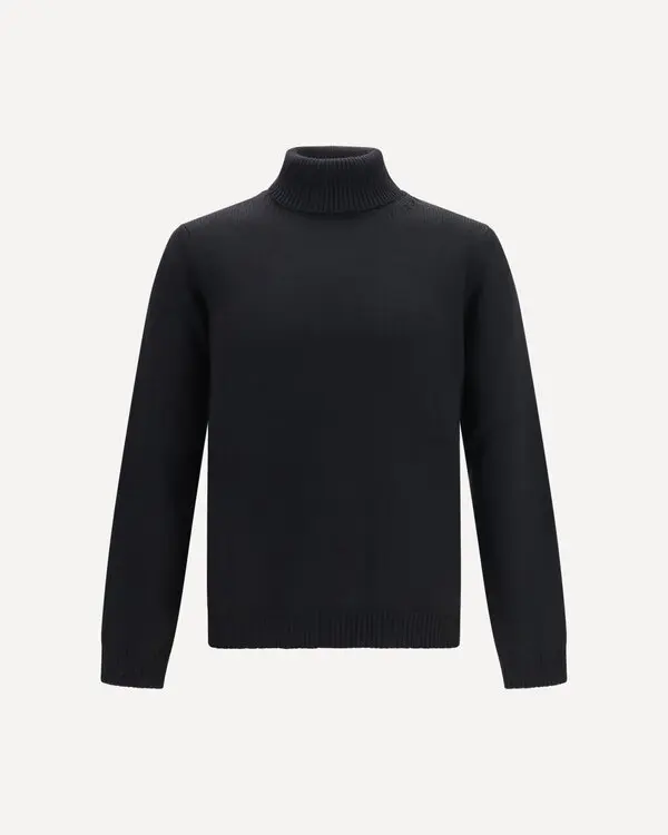 ROBERTO COLLINA Wool Turtleneck Sweater - Black