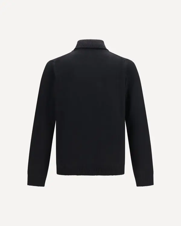 ROBERTO COLLINA Wool Turtleneck Sweater - Black