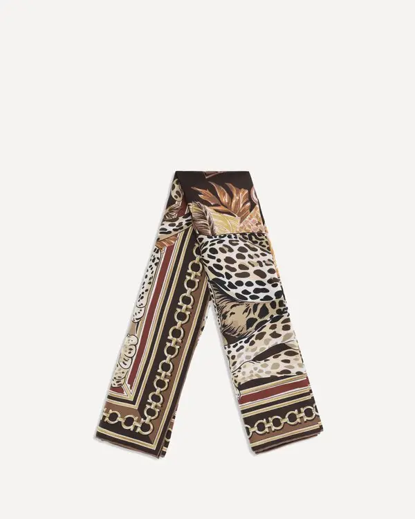 FERRAGAMO Leopard-print Silk Scarf - Multicolour