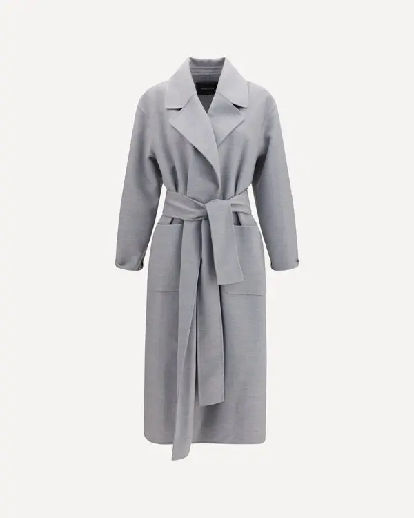 Fabiana Filippi Belted Double Wool Coat - Grey
