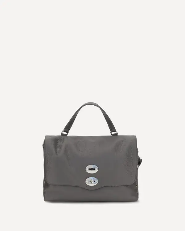 ZANELLATO Medium Postina Daily Handbag In Hammered Leather Effect - Grey