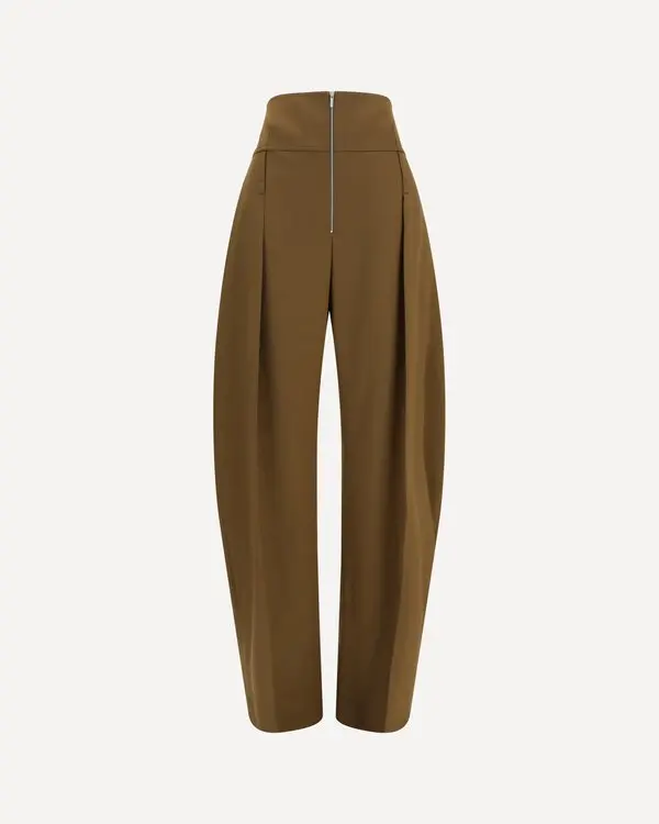 FERRAGAMO Wide Balloon-fit Zip Pants - Brown