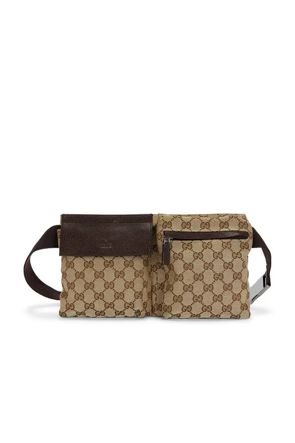 Gucci Double Pocket Belt Bag - Brown