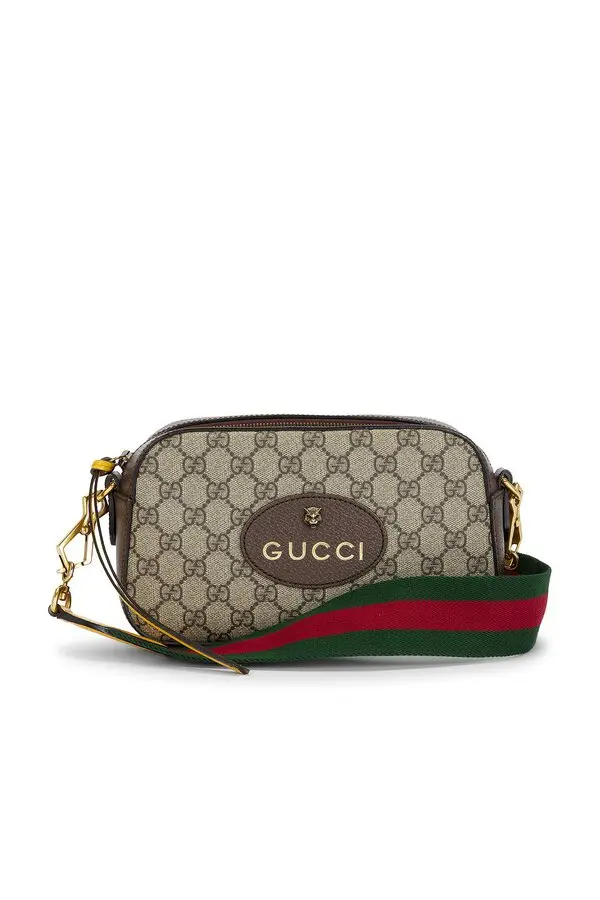 Gucci Neo Vintage Messenger Bag In Gg Supreme Canvas And Calfskin Leather - Brown