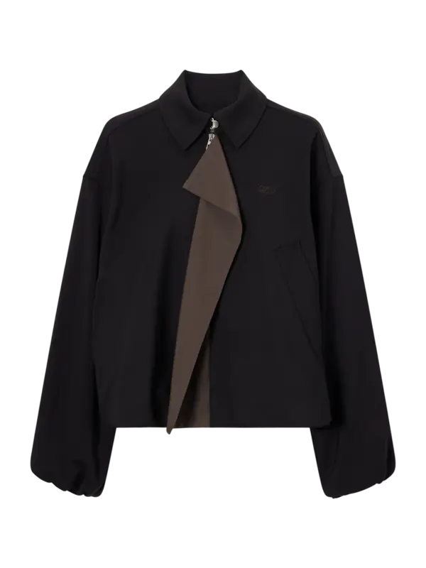 Loewe Cropped Shell Jacket With Draped Twill Insert