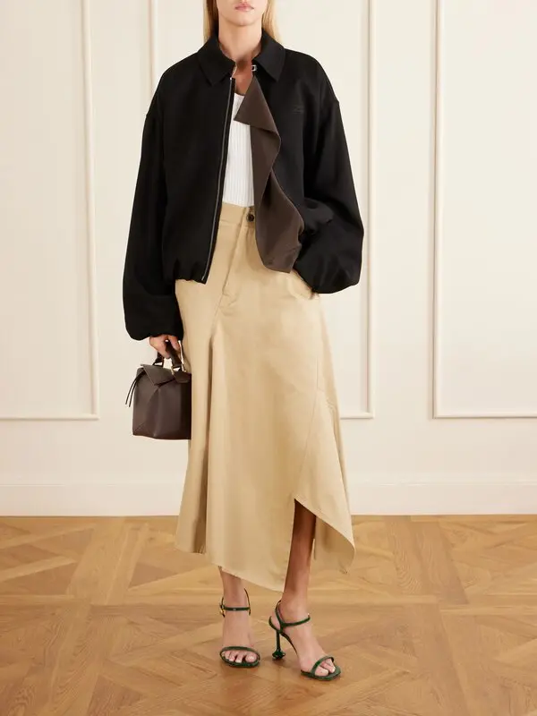 Loewe Cropped Shell Jacket With Draped Twill Insert