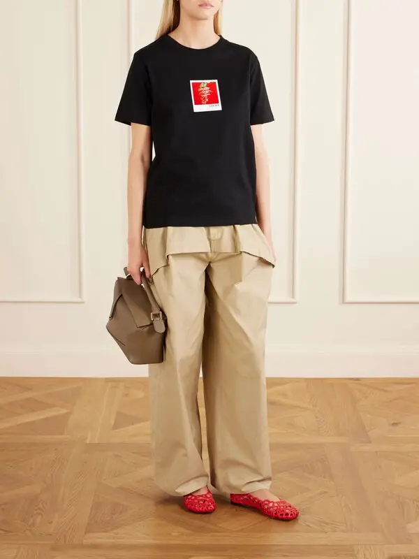 Loewe Petal Anagram Leather Ballet Flats