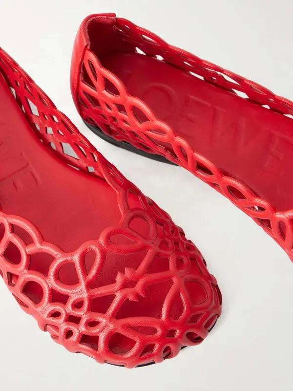 Loewe Petal Anagram Leather Ballet Flats