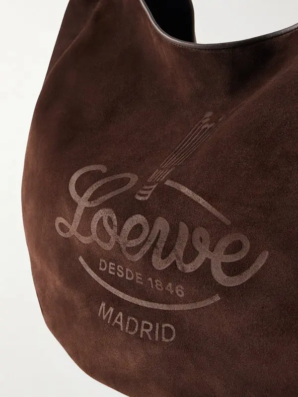 Loewe Logo-debossed Suede Tote - Brown