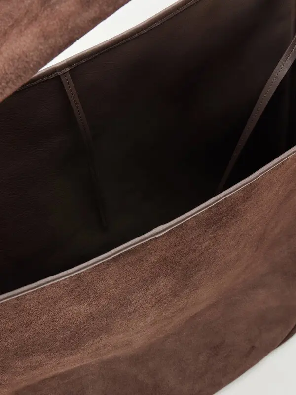 Loewe Logo-debossed Suede Tote - Brown