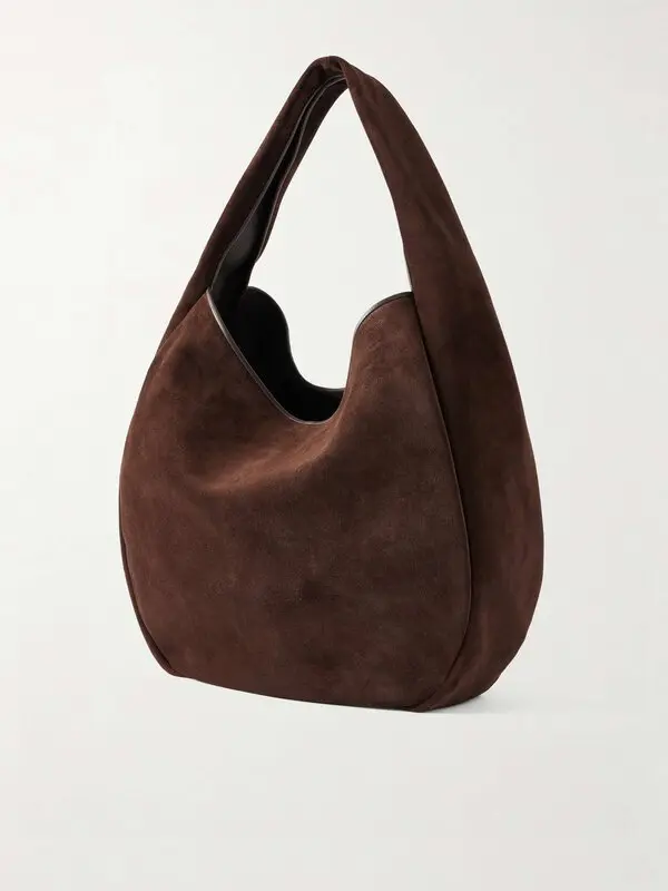 Loewe Logo-debossed Leather-trimmed Suede Tote